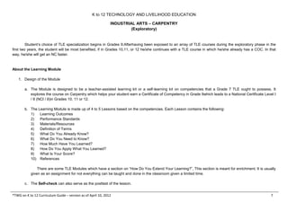 K to 12 carpentry teacher's guide | PDF