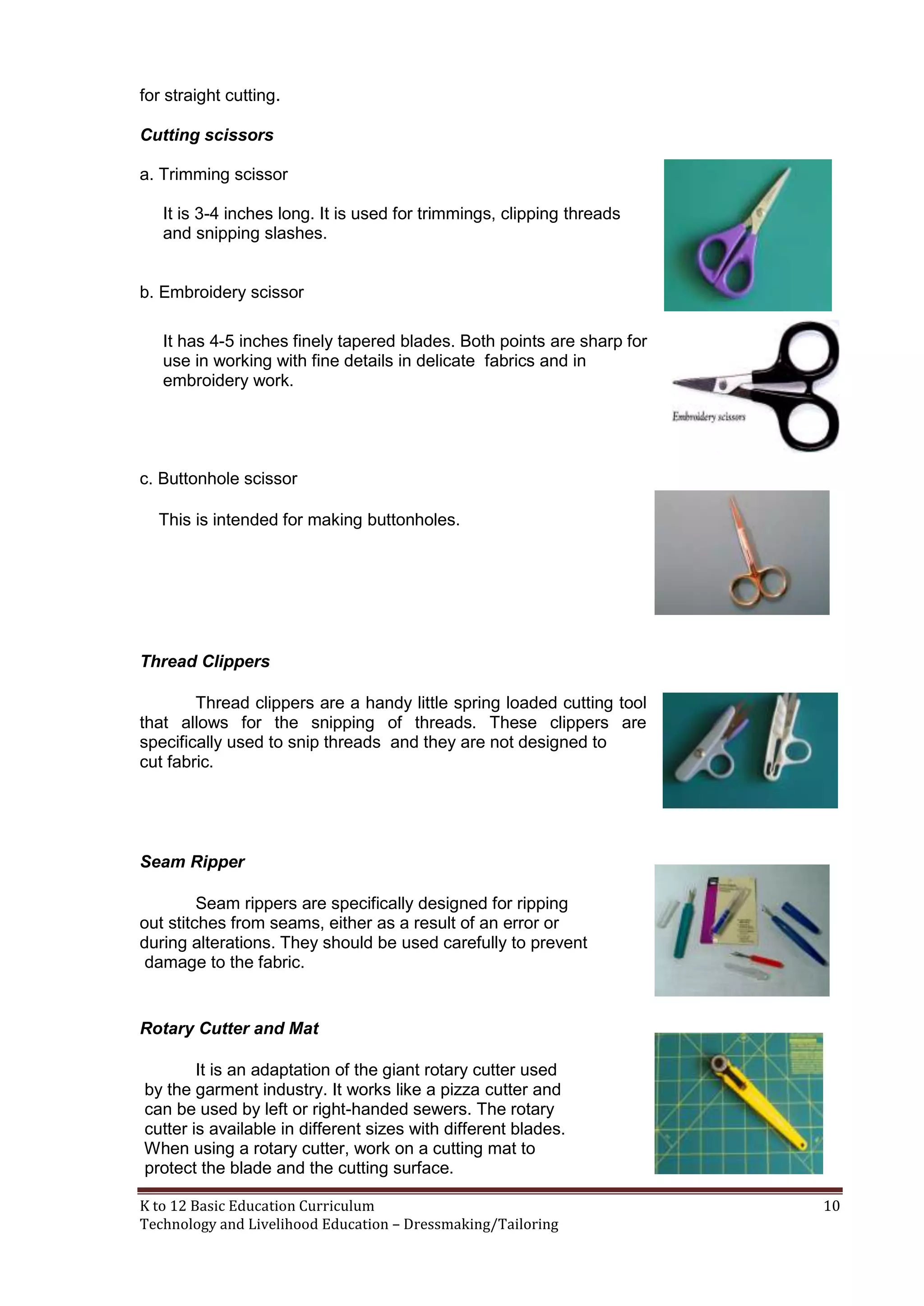 K to 12 dressmaking and tailoring learning modules | PDF