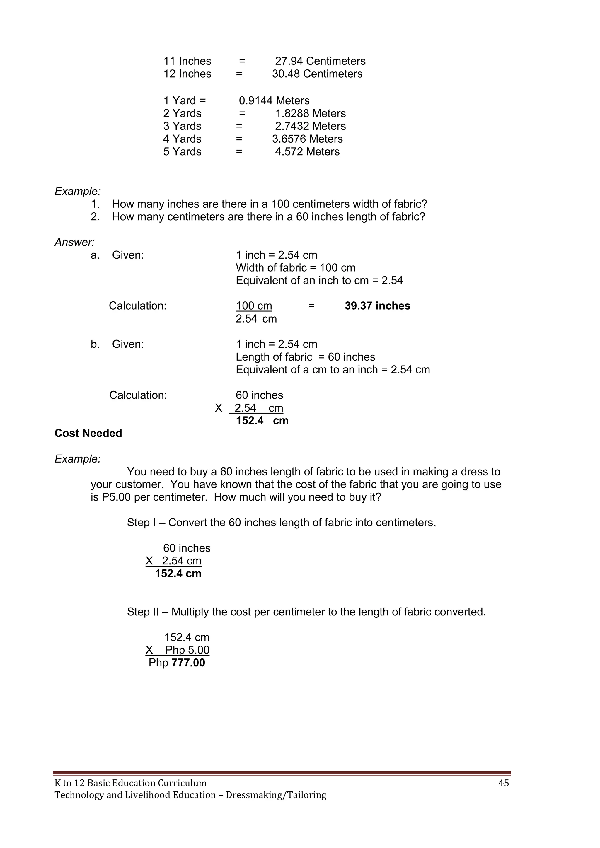 K to 12 dressmaking and tailoring learning modules | PDF