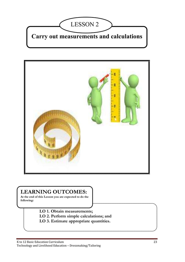 K to 12 dressmaking and tailoring learning modules | PDF | Needlework | Arts and Crafts