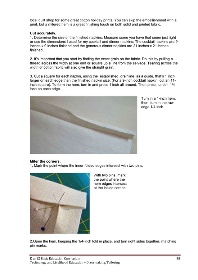 K to 12 dressmaking and tailoring learning modules | PDF | Needlework | Arts and Crafts