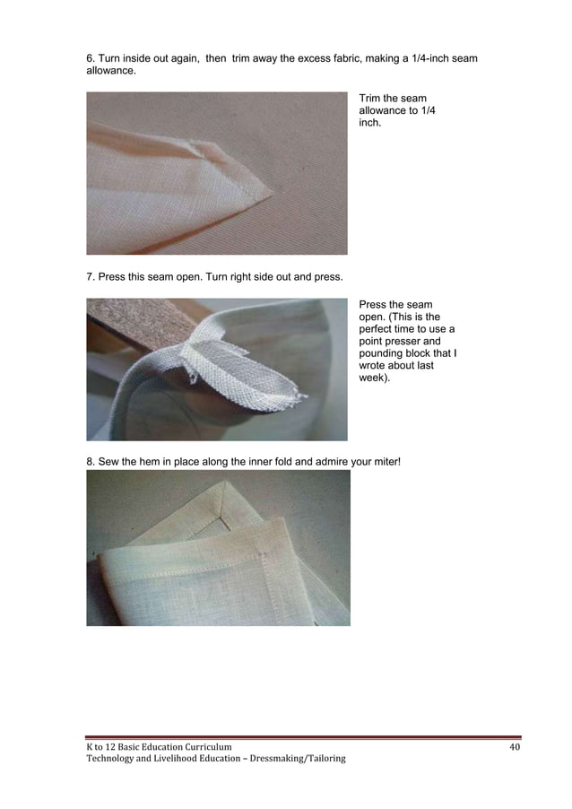 K to 12 dressmaking and tailoring learning modules | PDF | Needlework | Arts and Crafts