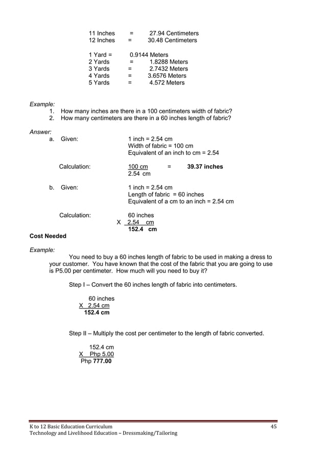 K to 12 dressmaking and tailoring learning modules | PDF | Needlework ...