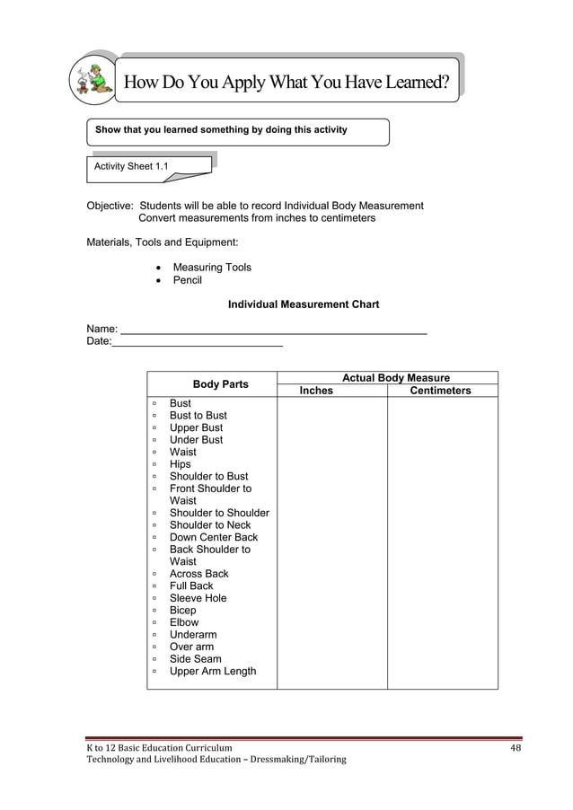 K to 12 dressmaking and tailoring learning modules | PDF | Needlework ...