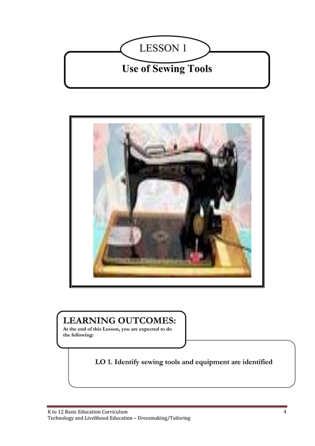 K to 12 dressmaking and tailoring learning modules | PDF | Needlework | Arts and Crafts
