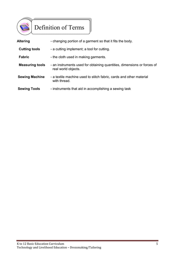 K to 12 dressmaking and tailoring learning modules | PDF | Needlework ...