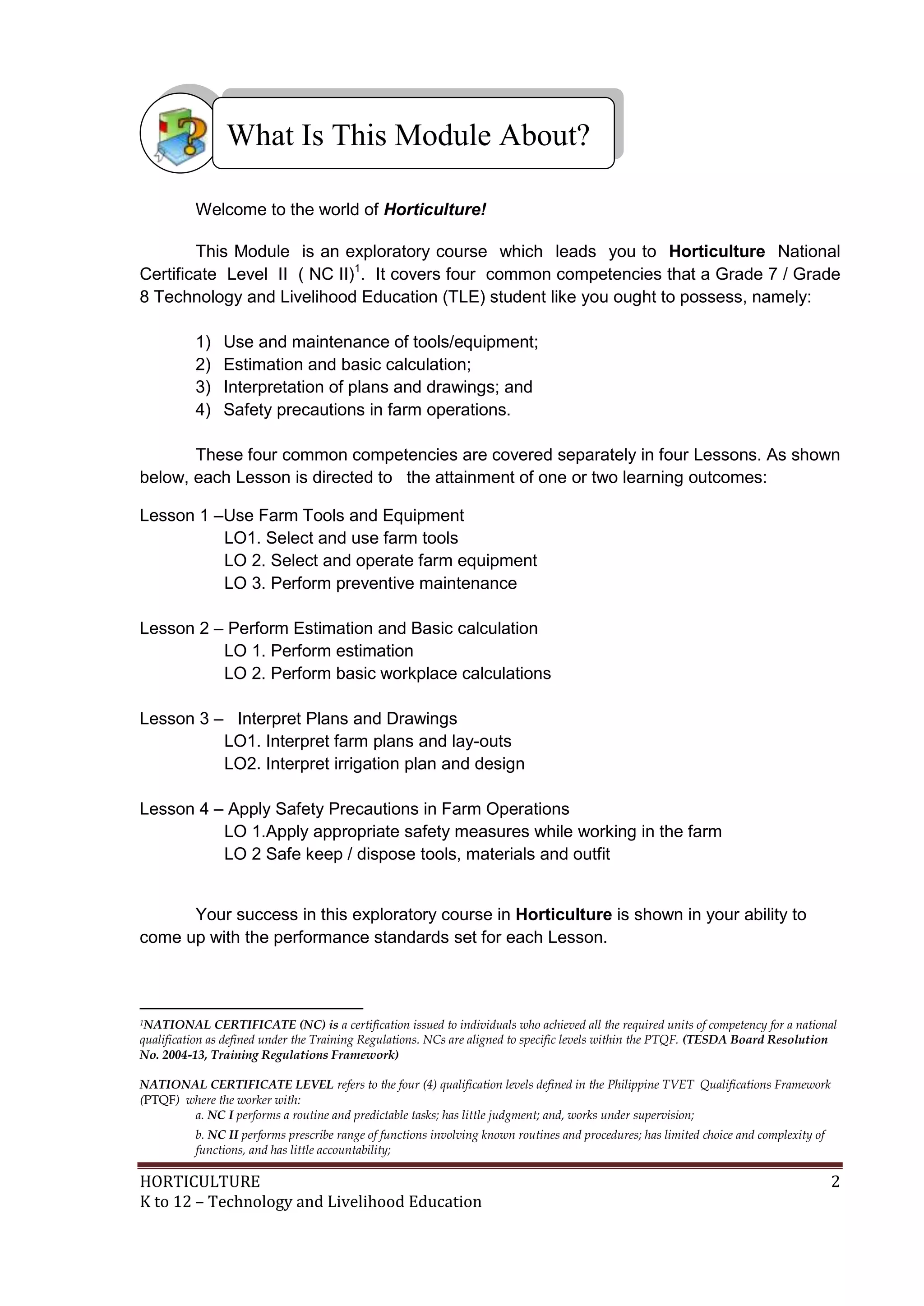 K to 12 horticulture learning module | PDF