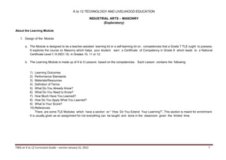 K to 12 masonry teacher's guide | PDF