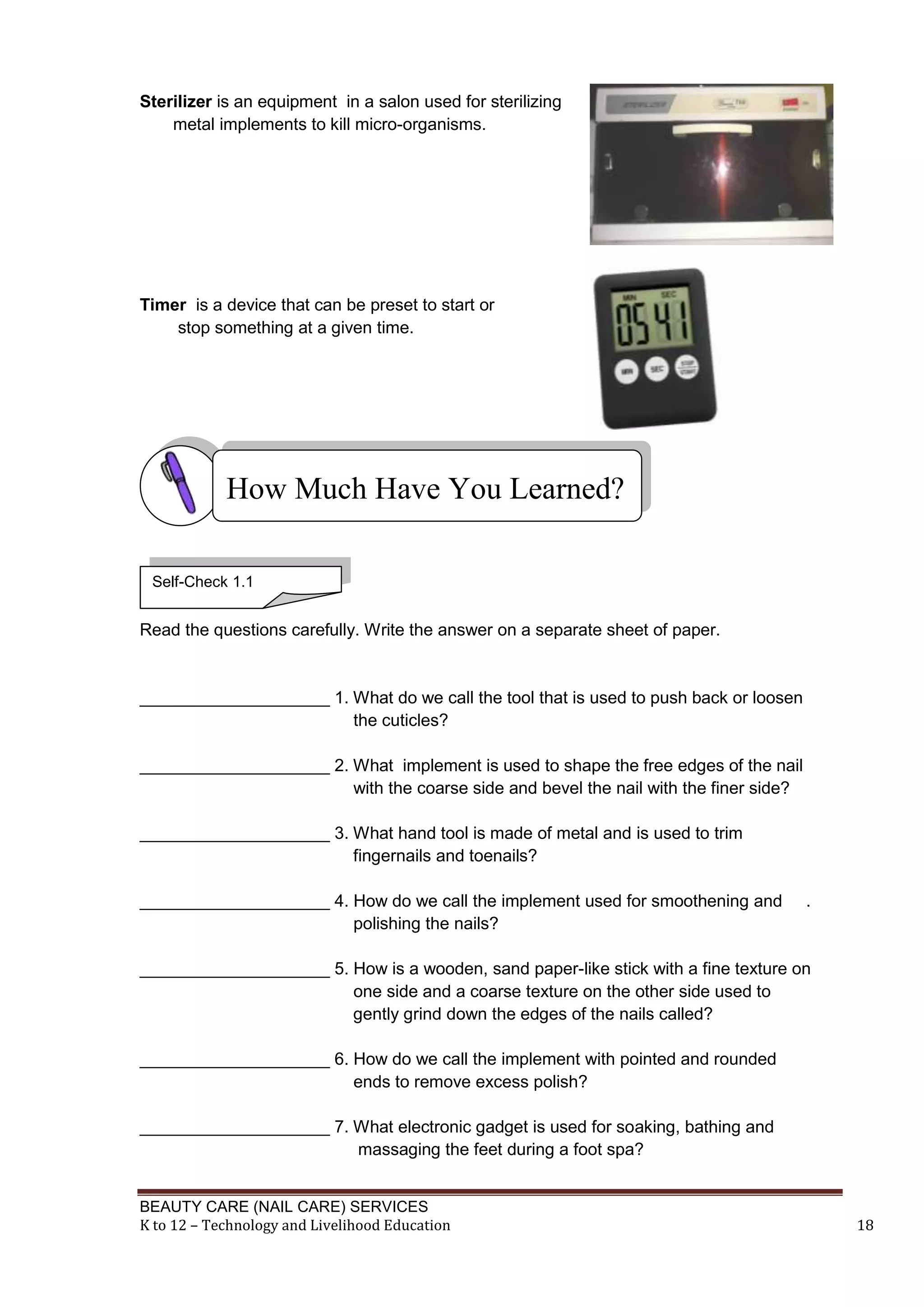 K to 12 nail care learning module | PDF