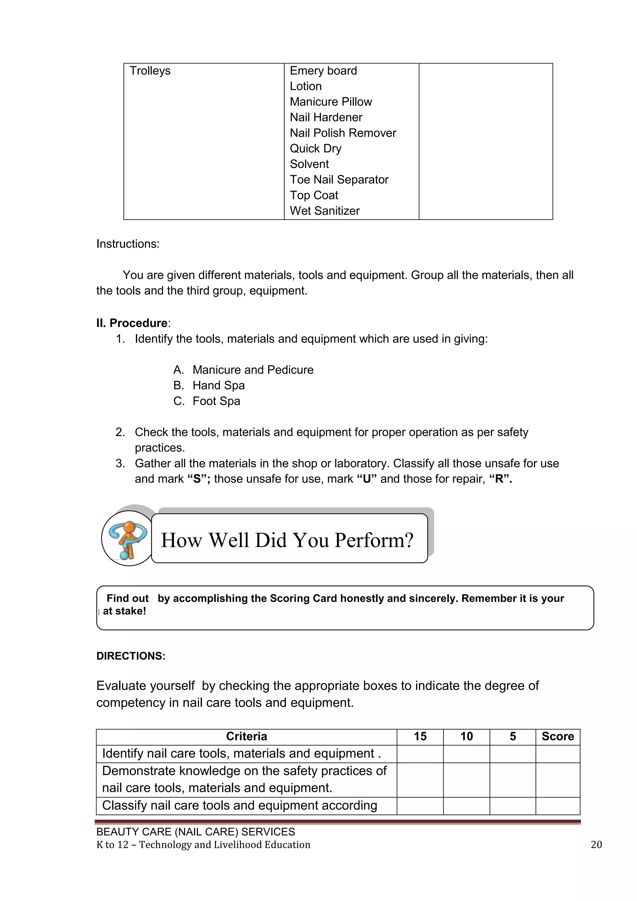 K to 12 nail care learning module | PDF