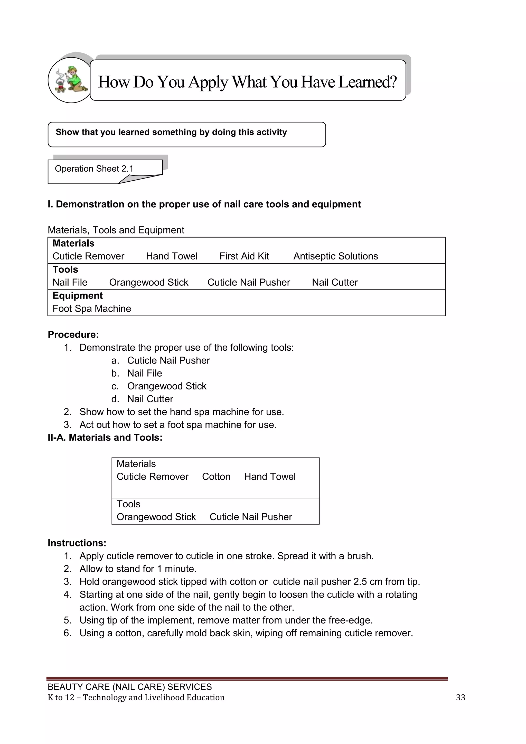 K to 12 nail care learning module | PDF