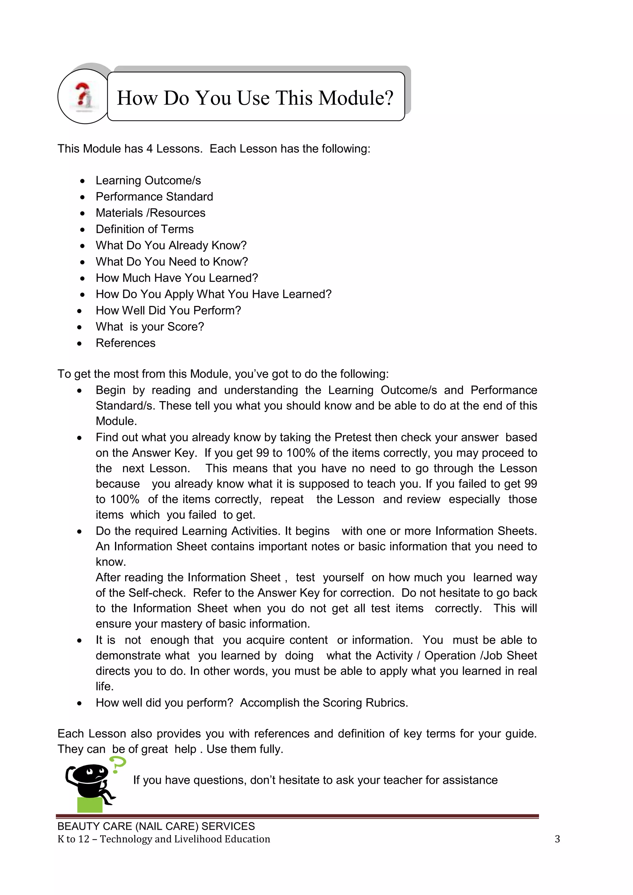 K to 12 nail care learning module | PDF