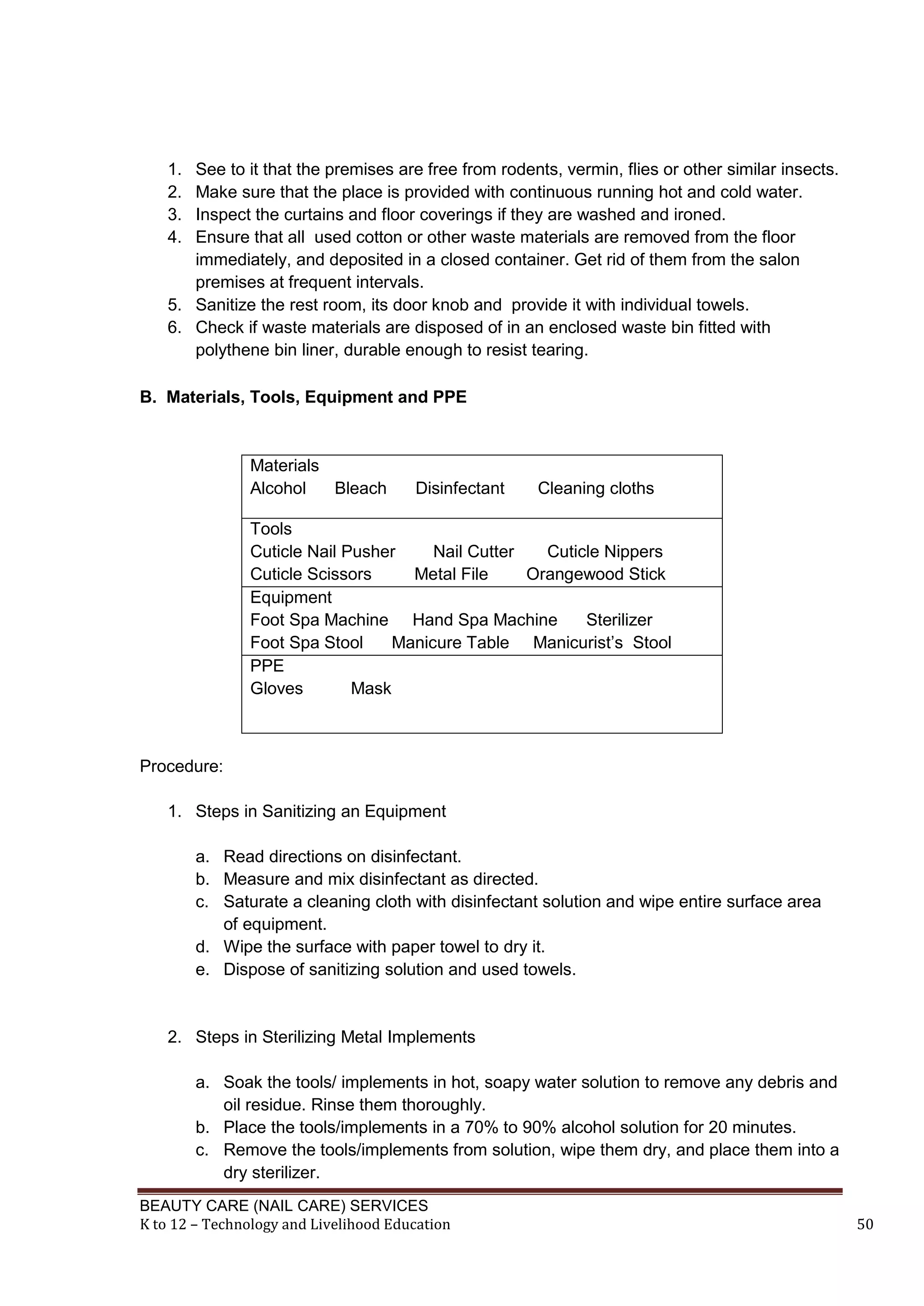 K to 12 nail care learning module | PDF