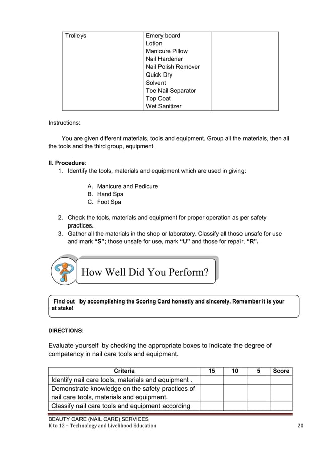 K to 12 nail care learning module | PDF | Nail Care | Beauty