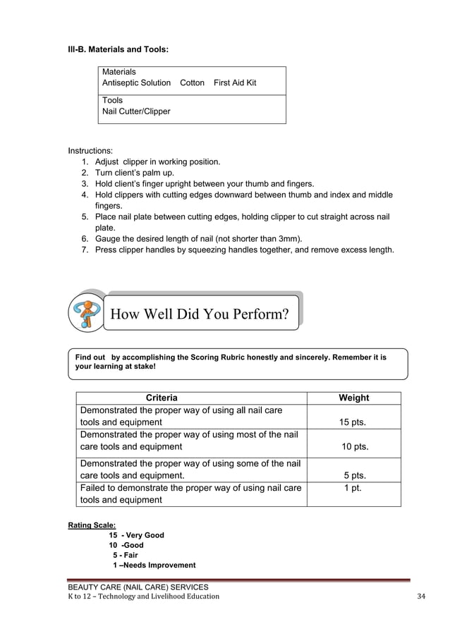 K to 12 nail care learning module | PDF | Nail Care | Beauty