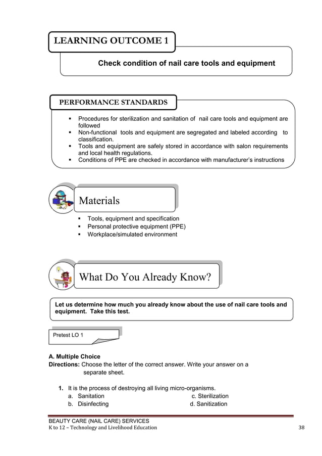 K to 12 nail care learning module | PDF | Nail Care | Beauty