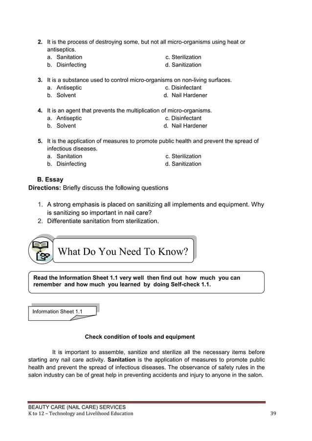 K to 12 nail care learning module | PDF | Nail Care | Beauty