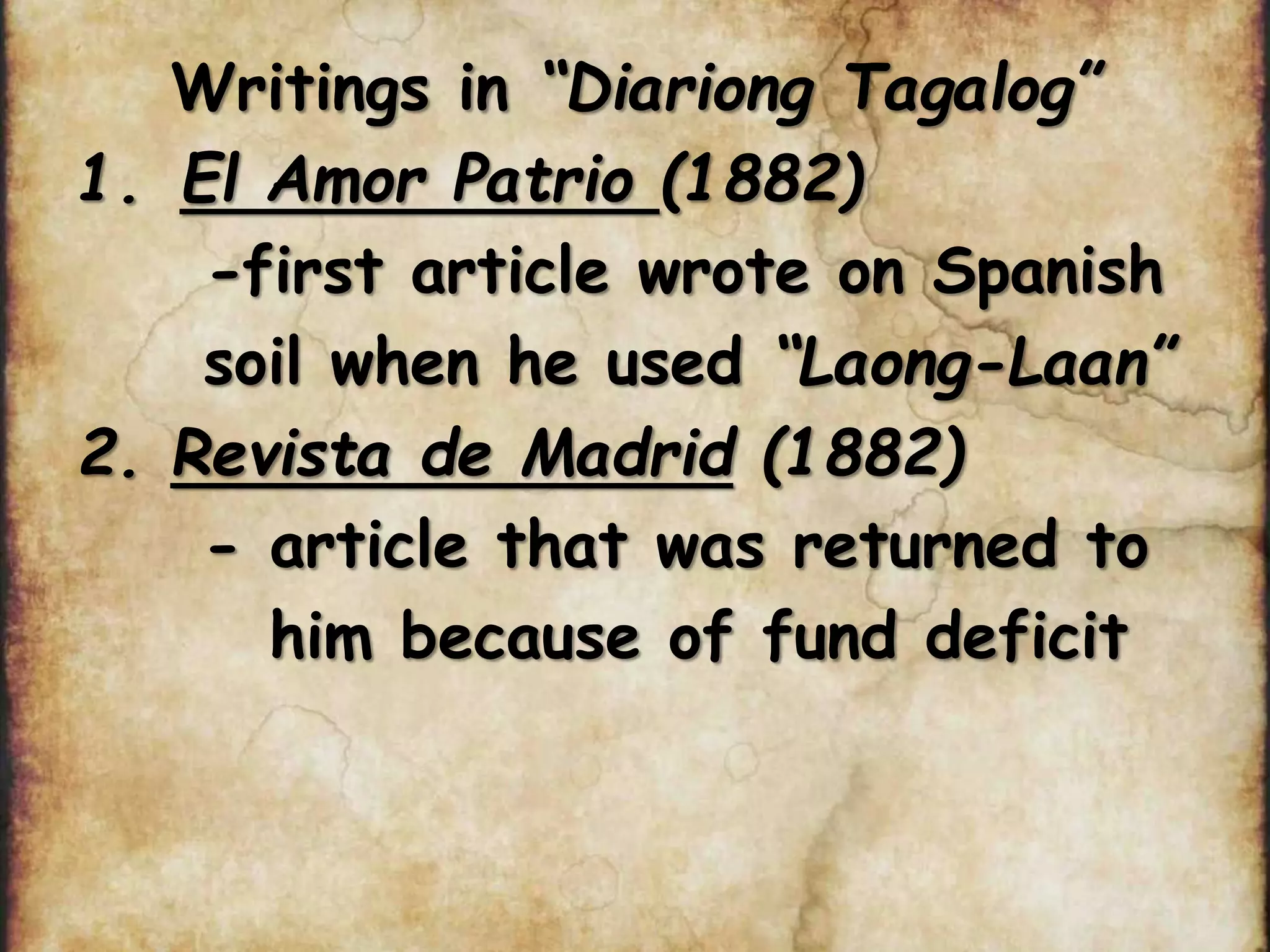 Rizal’s Writings | PPTX