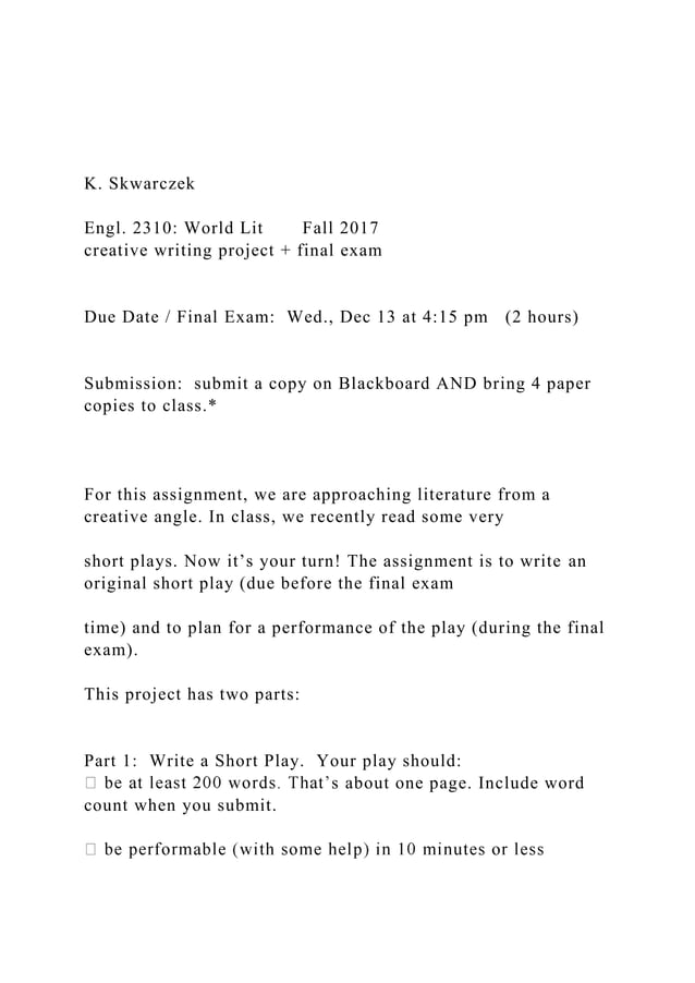K. Skwarczek Engl. 2310 World Lit Fall 2017 .docx