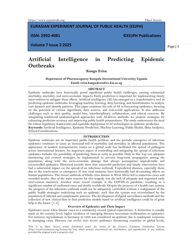Artificial Intelligence in Predicting Epudemic Outbreaks (www.kiu.ac.ug ...