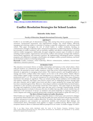 Conflict Resolution Strategies for School Leaders (www.kiu.ac.ug) | PDF