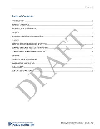 K-2 Literacy Instruction Standards | PDF