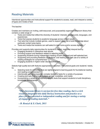 K-2 Literacy Instruction Standards | PDF