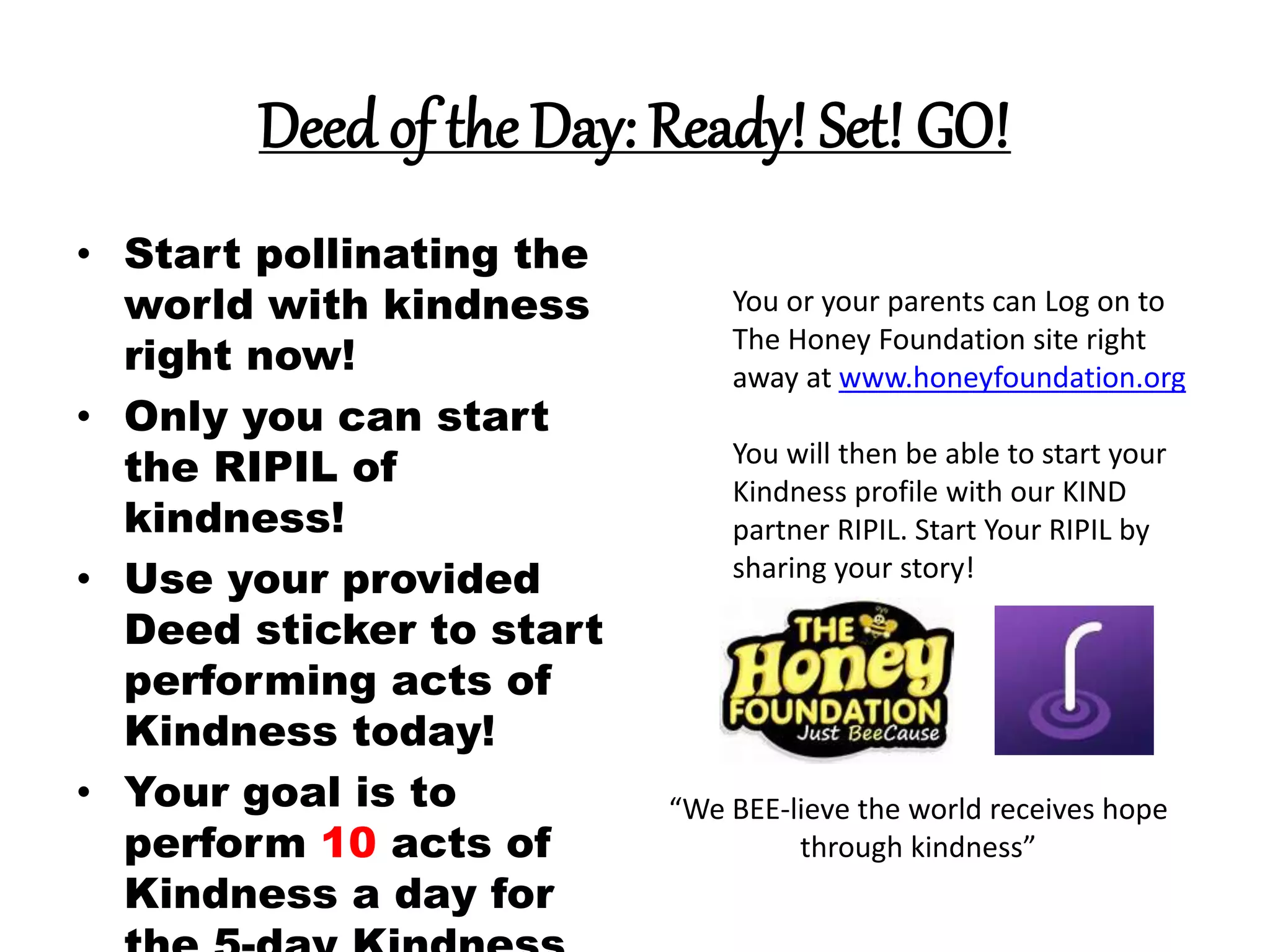 K 2nd intro to 5-day kindness challenge | PPTX