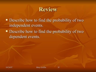 Probability - Independent & Dependent Events | PPT