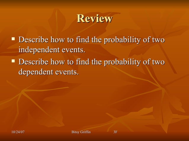 Probability - Independent & Dependent Events | PPT