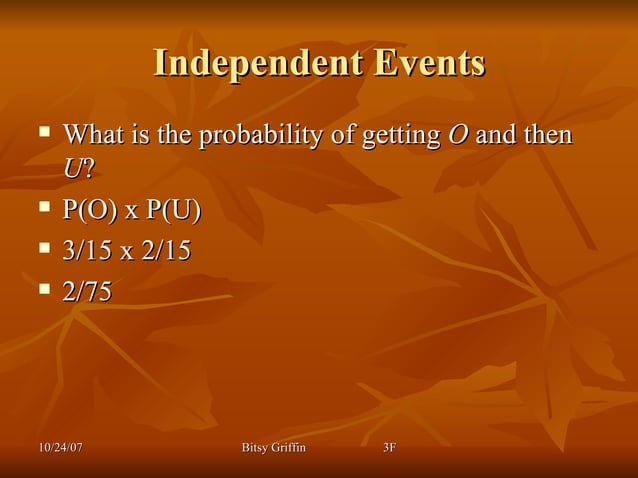 Probability - Independent & Dependent Events | PPT