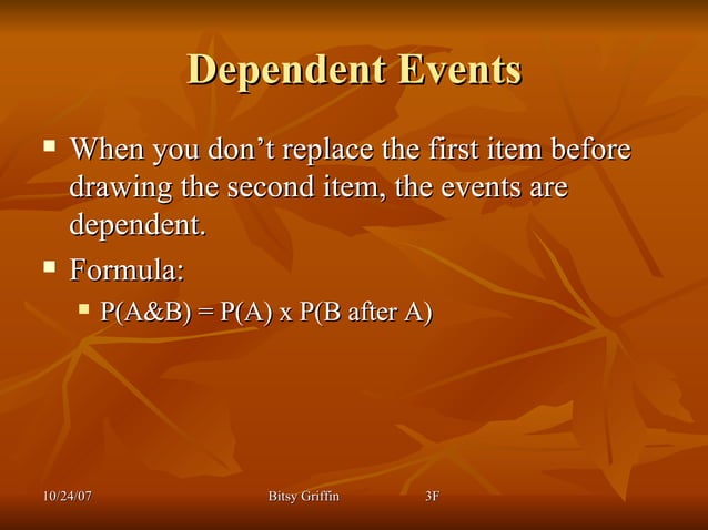 Probability - Independent & Dependent Events | PPT
