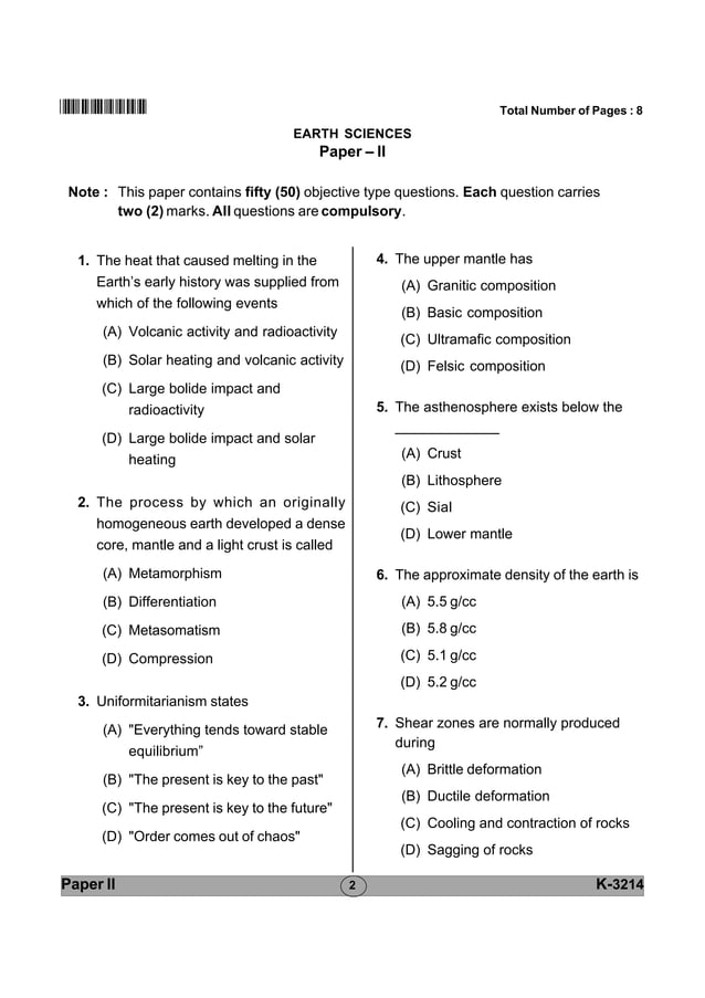 K 3214 paper-ii | PDF