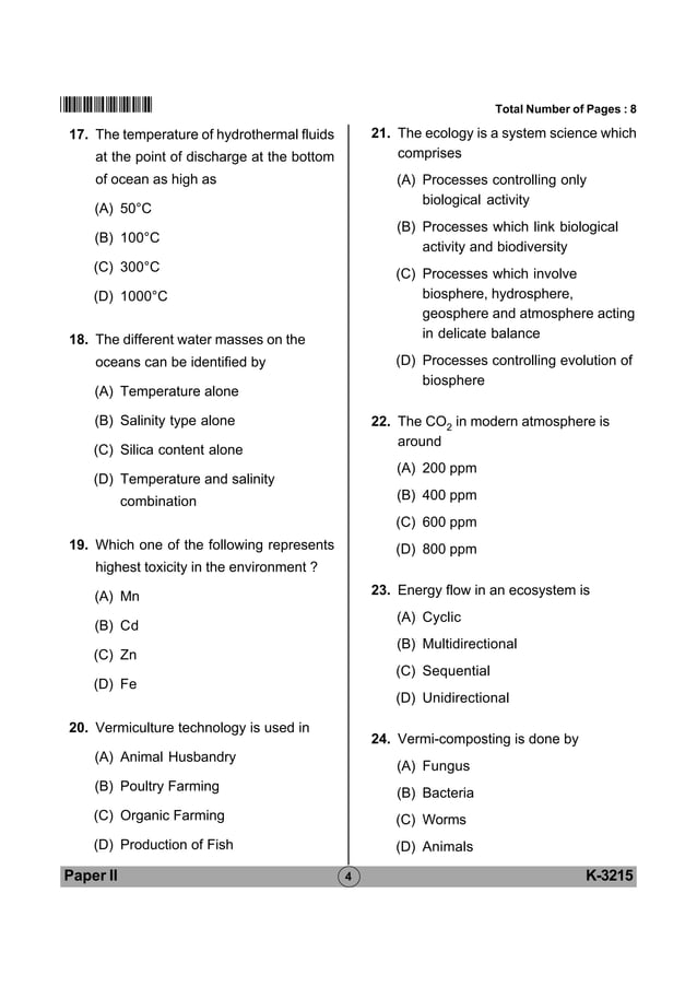 K 3215 (paper-ii) (earth science) | PDF | Chemistry | Science