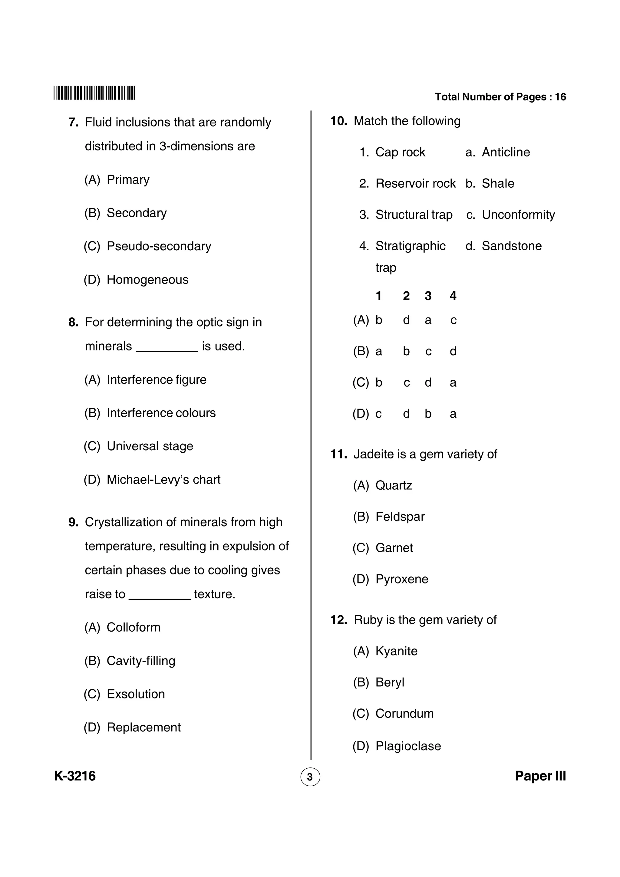 K 3216 earth science (paper-iii) | PDF
