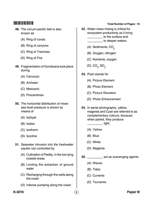 K 3216 earth science (paper-iii) | PDF