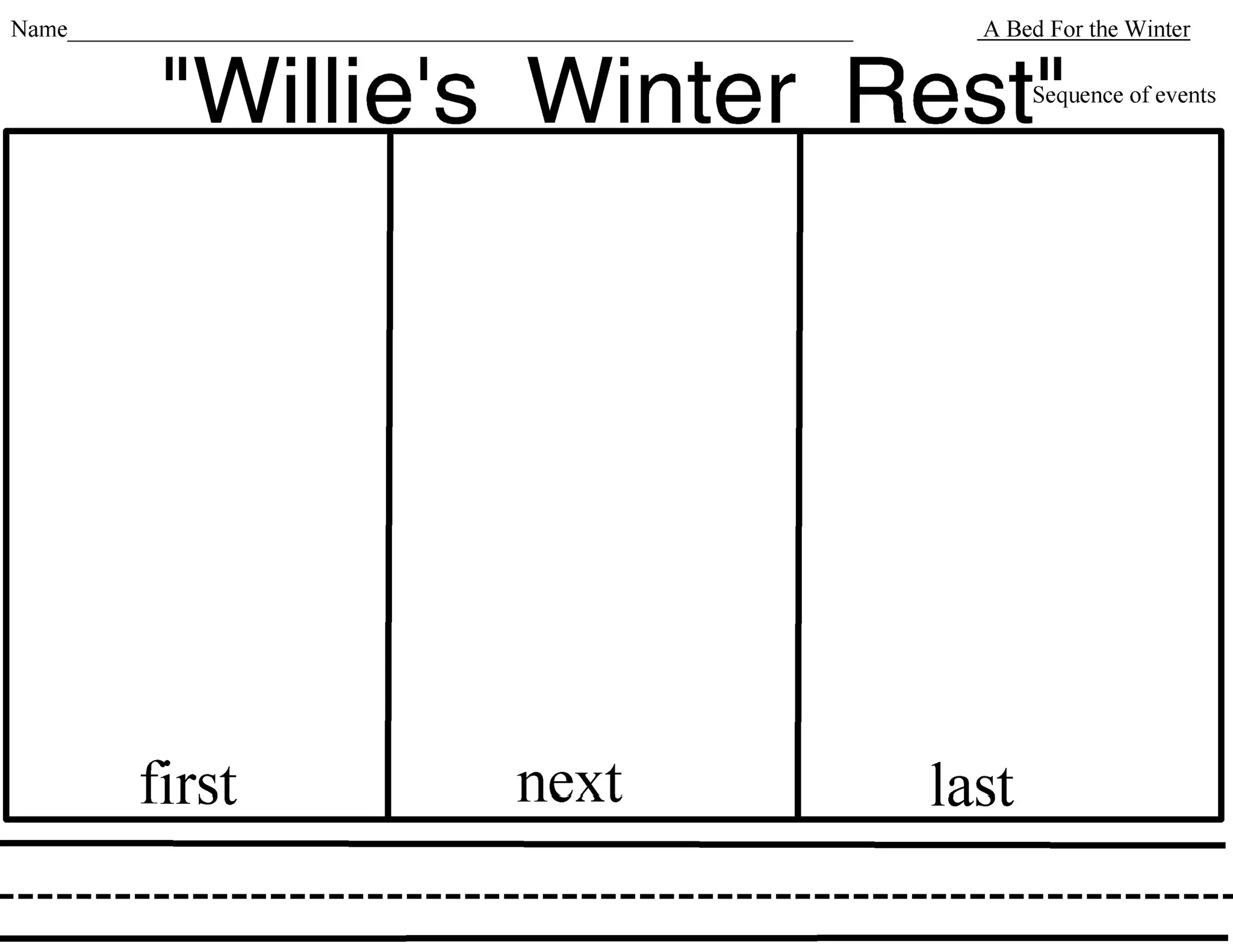Reading- Unit 2 A Bed for Winter Sequencing Activity | PDF