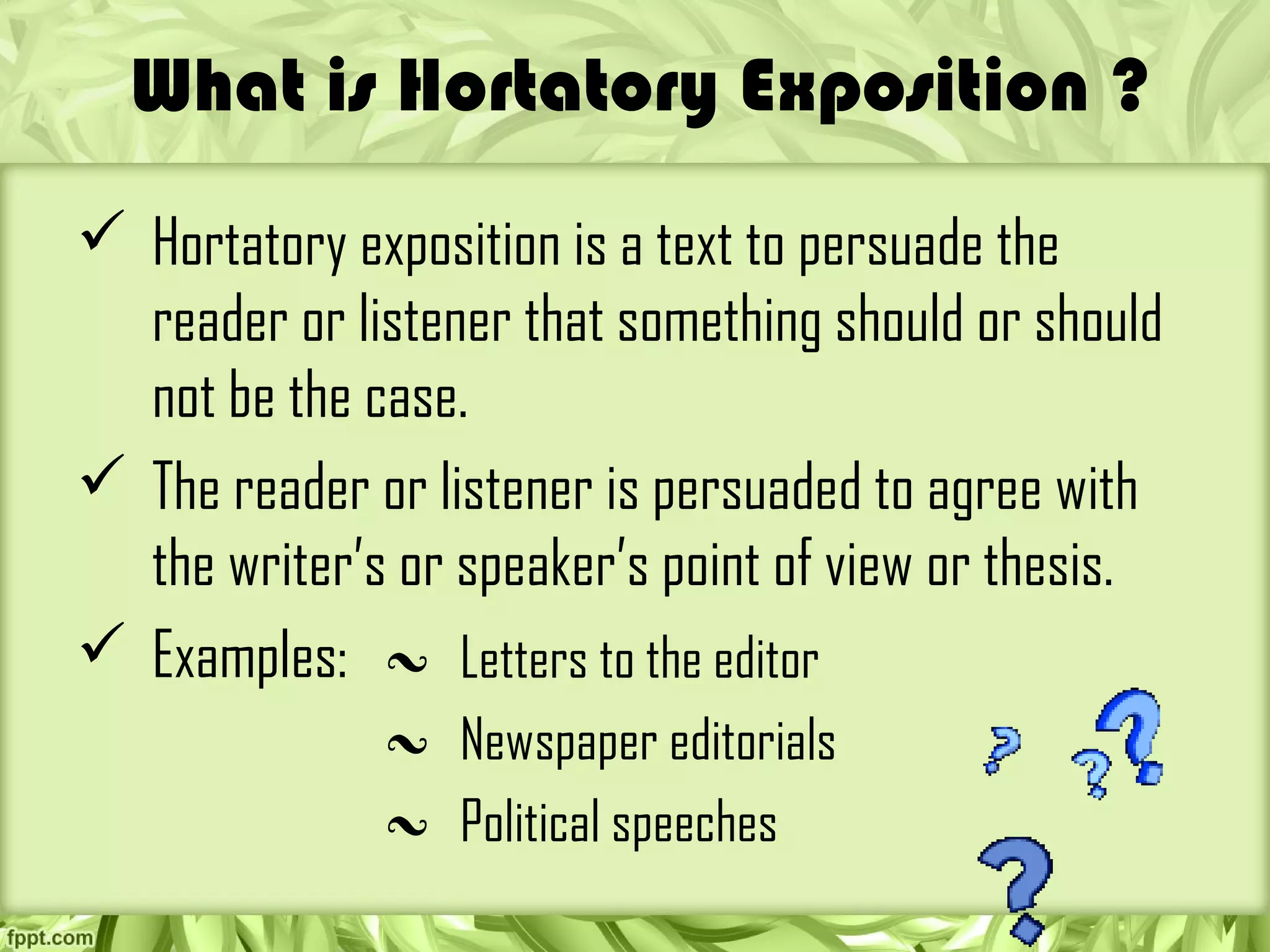 Hortatory Exposition | PPT