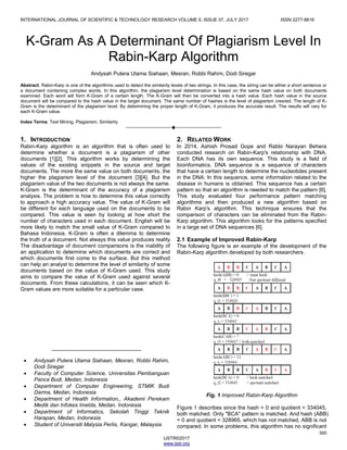K-Gram as a Determinant of Plagiarism Level in Rabin-Karp Algorithm | PDF | Programming ...