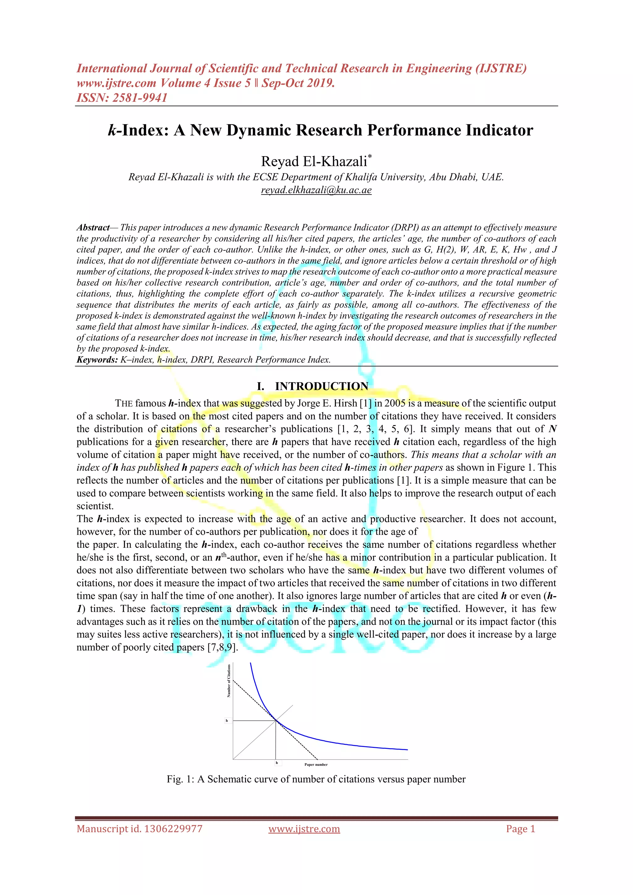 K index: A New Dynamic Performance Indicator | PDF
