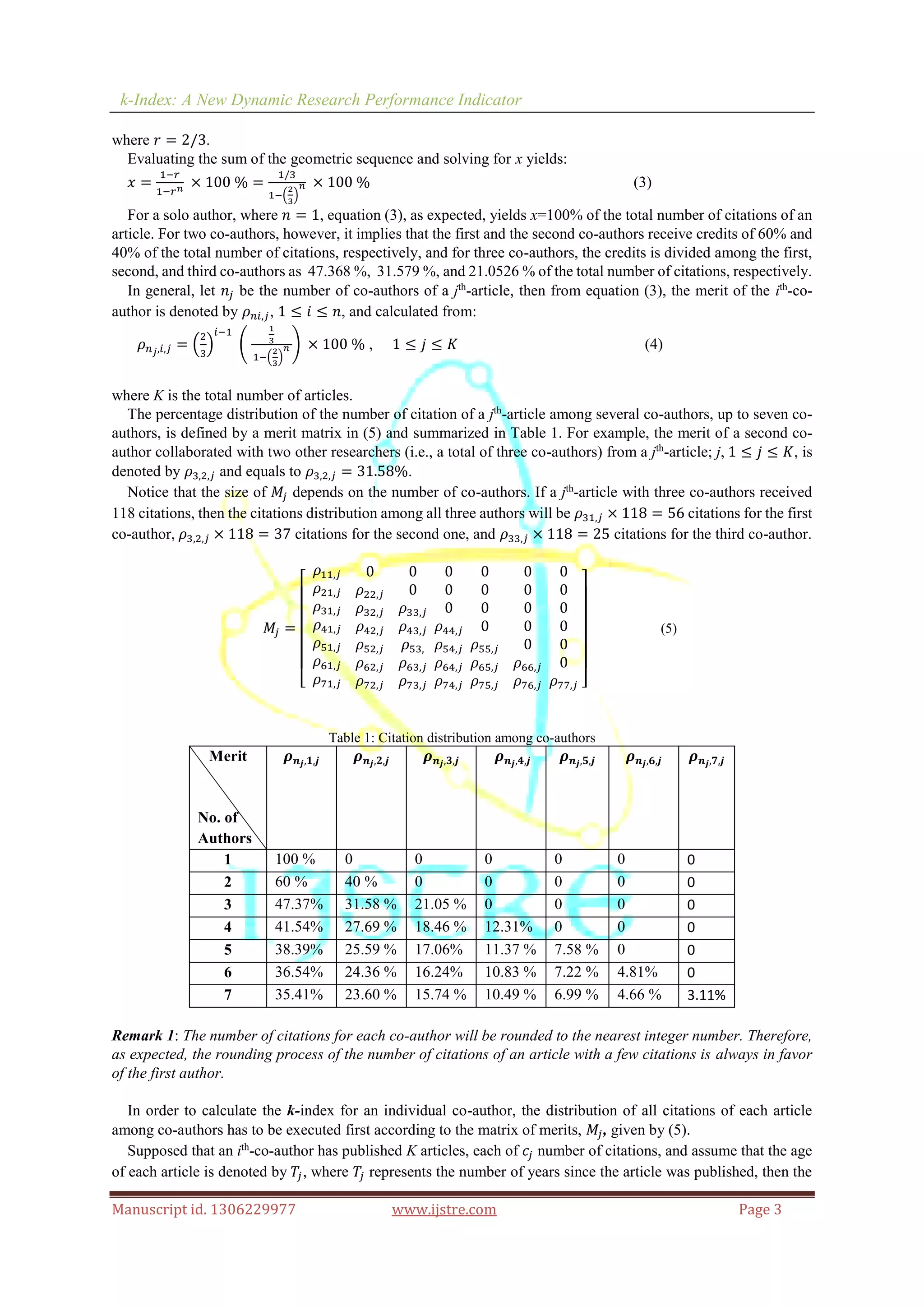 K index: A New Dynamic Performance Indicator | PDF