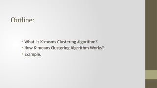 K-means Clustering Algorithm Testing Cases | PPTX