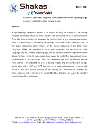K nearest correlated neighbor classification for indian sign language gesture recognition using ...