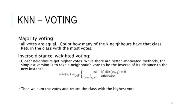 K Nearest Neighbor Algorithm | PPT