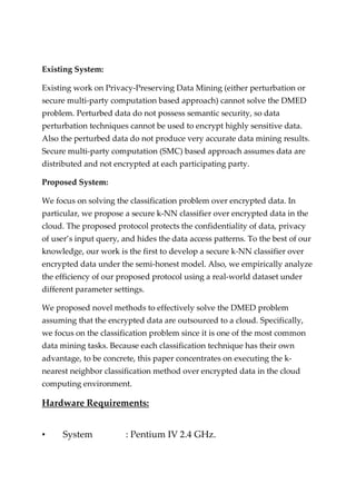 K nearest neighbor classification over semantically secure encrypted relational data | PDF ...