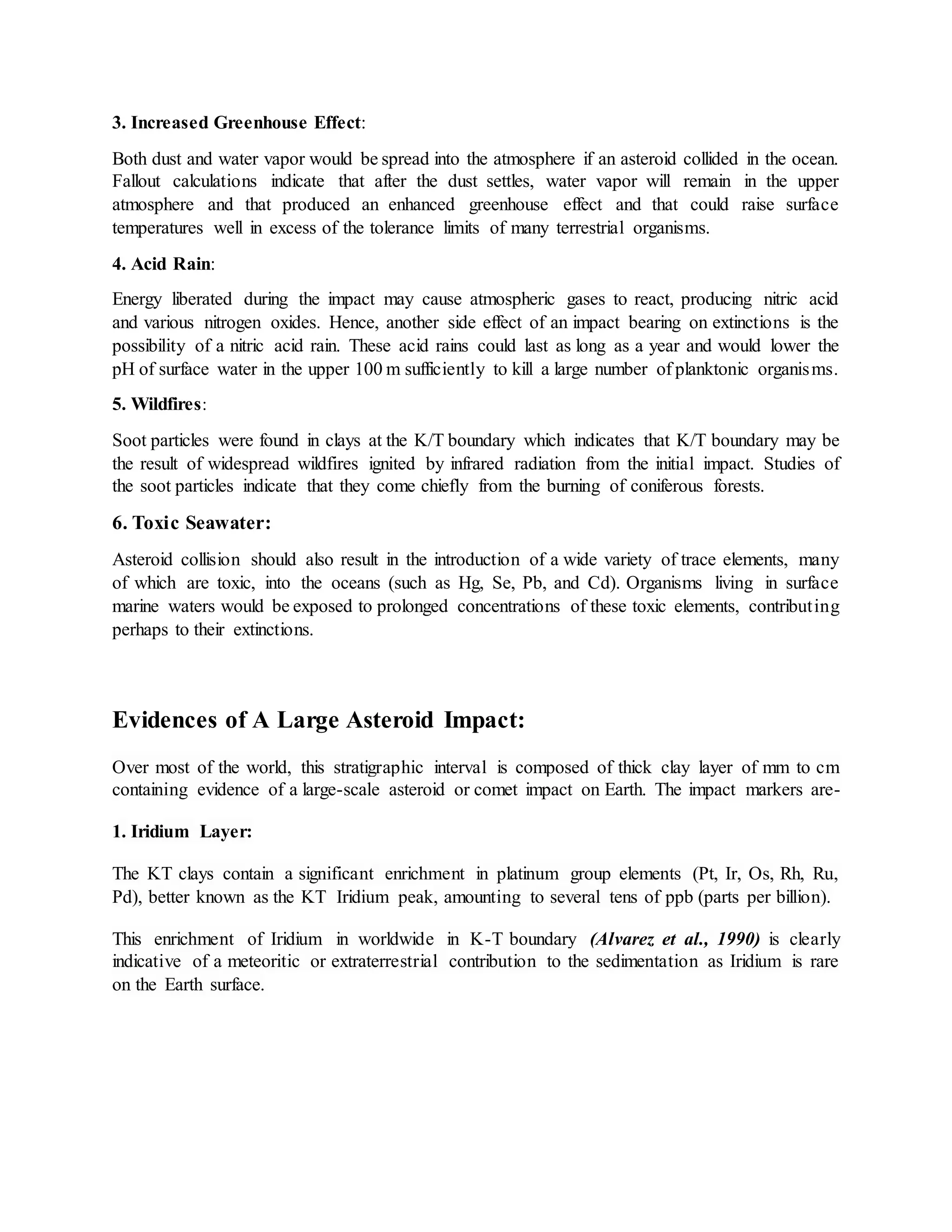 K t boundary and Probable causes of Dinosour extinction | DOCX