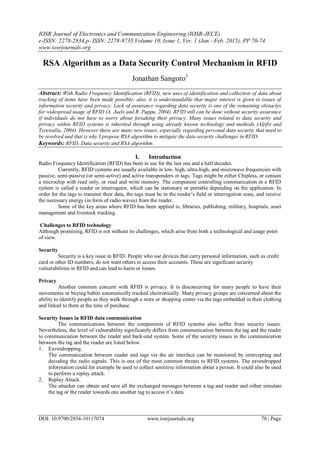 RSA Algorithm as a Data Security Control Mechanism in RFID | PDF