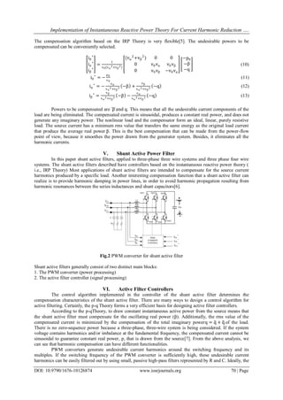 Implementation of Instantaneous Reactive Power Theory for Current Harmonic Reduction and ...