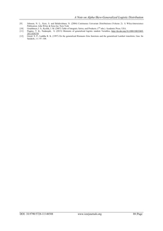 A Note on Alpha-Skew-Generalized Logistic Distribution | PDF