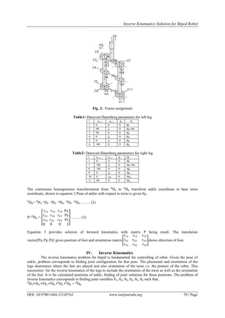 Inverse Kinematics Solution for Biped Robot | PDF